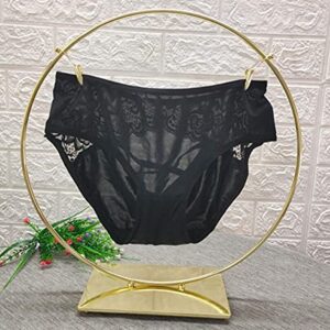 WellieSTR 1PC (Gold) Iron Round Underwear Bra Hanger Display Stand, Underwear Bra Shelf Rack Display Stand, Store Shelves,Round Circle Loop Display Stand