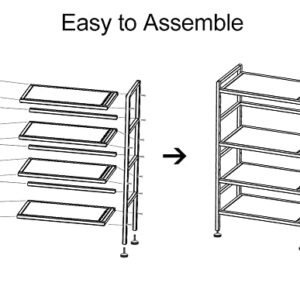 37.4" Metal Storage Shelf Rack Adjustable Height 4-Tier Utility Kitchen Standing Shelving w/ 4 Hooks, Shoe Rack heavy Duty for Laundry Bathroom Garage Pantry Load upto 83LBS per Tier, Matte Black