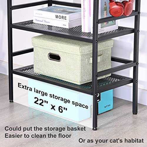 37.4" Metal Storage Shelf Rack Adjustable Height 4-Tier Utility Kitchen Standing Shelving w/ 4 Hooks, Shoe Rack heavy Duty for Laundry Bathroom Garage Pantry Load upto 83LBS per Tier, Matte Black