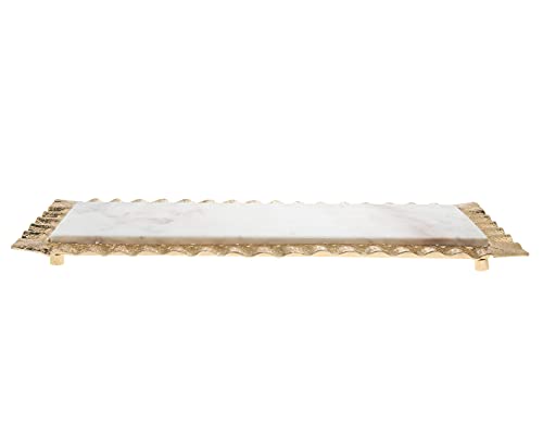 Marble Serving Tray for Appetizers Desserts Hors D'vour Dish Ripple Gold by Godinger