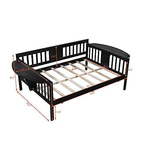 Bellemave Full Size Daybed, Solid Wood Daybed Frame with Wooden Slats Support, Full Size Daybed for Kids Boys Girls Teens Adults, No Box Spring Needed, Espresso