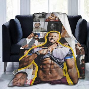 michael b. jordan eric stevens soft and comfortable warm fleece blanket for sofa,office bed car camp couch cozy plush throw blankets beach blankets (50"x40")