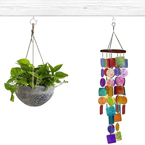 BEHENO 24 PCS Screw Hooks for Outdoor String Lights, Q Hanger Ceiling Hooks for Hanging Plants Christmas Lights, Cup Eye Hooks with Safety Buckle, 2.2 Inches