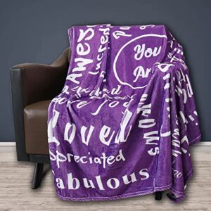 ZHSHWAT Get Well Soon Gifts for Women, Mothers Day Birthday Gift for Friend, You are Awesome Purple Blanket Throw Inspirational Gifts for Women