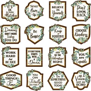 48 pieces eucalyptus cutouts eucalyptus positive sayings accents eucalyptus classroom decor eucalyptus inspirational quotes wall art greenery accent bulletin boards set for home school decorations