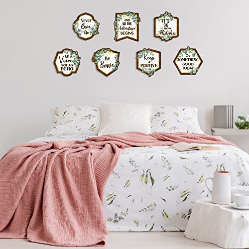 48 Pieces Eucalyptus Cutouts Eucalyptus Positive Sayings Accents Eucalyptus Classroom Decor Eucalyptus Inspirational Quotes Wall Art Greenery Accent Bulletin Boards Set for Home School Decorations