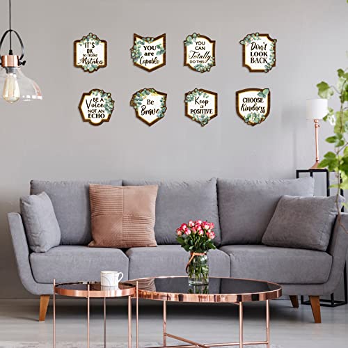 48 Pieces Eucalyptus Cutouts Eucalyptus Positive Sayings Accents Eucalyptus Classroom Decor Eucalyptus Inspirational Quotes Wall Art Greenery Accent Bulletin Boards Set for Home School Decorations