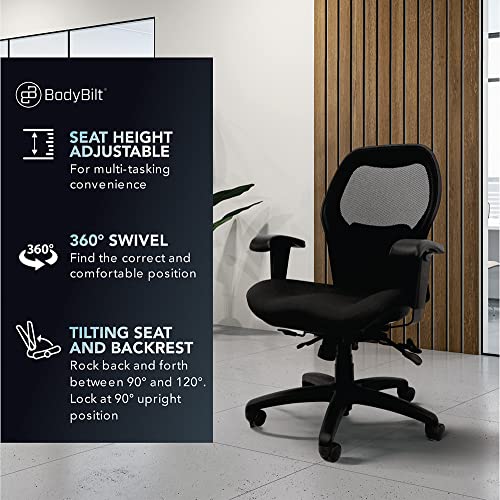 BodyBilt Seating Sola LT Ergonomic Office Chair | Comfortable Mid Back Computer Chair | Back Support Office Chair | Ultra-Soft | Ergonomic Lumbar Support Chair | Swivel Computer Chair (Steel Gray)