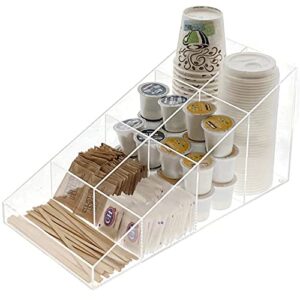 ondisplay java joe acrylic breakroom.kitchen coffee station organizer for cups/lids/sugar/tea/stirrers