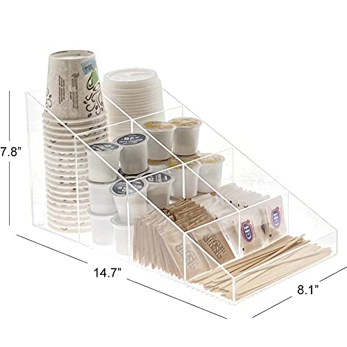 OnDisplay Java Joe Acrylic Breakroom.Kitchen Coffee Station Organizer for Cups/Lids/Sugar/Tea/Stirrers