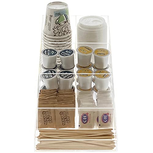 OnDisplay Java Joe Acrylic Breakroom.Kitchen Coffee Station Organizer for Cups/Lids/Sugar/Tea/Stirrers