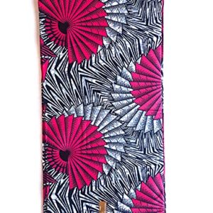 Pink Fan African Print Fabric - Cotton (6yards) 5.5mtrs