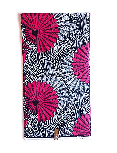 Pink Fan African Print Fabric - Cotton (6yards) 5.5mtrs