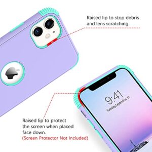 BENTOBEN iPhone 11 Case, Phone Case iPhone 11, Heavy Duty 2 in 1 Full Body Rugged Shockproof Protection Hybrid Hard PC Bumper Drop Protective Girls Women Boy Men Covers for iPhone 11 2019, Purple/Mint