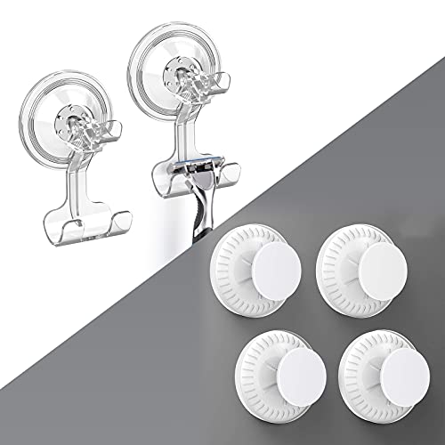 LUXEAR Suction Cup Hooks, Shower Suction Hooks Removable and Reusable Razor Hook for Shower Waterproof Powerful Vacuum Suction Cup Hook Holder for Towel Bathrobe Loofah Hooks for Bathroom & Kitchen