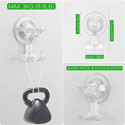 LUXEAR Suction Cup Hooks, Shower Suction Hooks Removable and Reusable Razor Hook for Shower Waterproof Powerful Vacuum Suction Cup Hook Holder for Towel Bathrobe Loofah Hooks for Bathroom & Kitchen