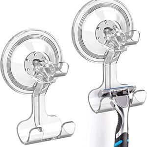 LUXEAR Suction Cup Hooks, Shower Suction Hooks Removable and Reusable Razor Hook for Shower Waterproof Powerful Vacuum Suction Cup Hook Holder for Towel Bathrobe Loofah Hooks for Bathroom & Kitchen