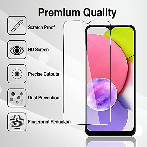 Soonear [3+2 Pack] Compatible for Samsung Galaxy A03s 6.5 inch Screen Protector + Camera Lens Protector[Bubble Free] [Anti-Scratch] Tempered Glass HD Clarity [Not Samsung Galaxy A03]