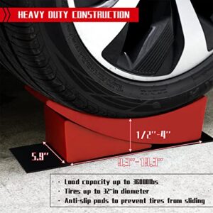 Camper Leveler, RV Leveling Blocks with 2 Red Curved Levelers, 2 Chocks, 2 Anti-Slip Mats and Carrying Bag, Heavy Duty Levelers for 36,000 lbs, Non-slip Design, Faster and Easier to Level Your Camper