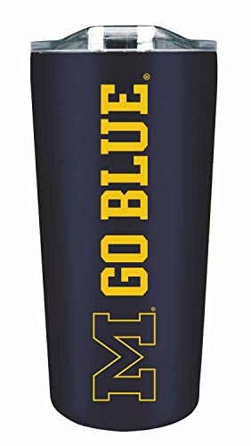 Campus Colors Stainless Steel, Double Walled, Vacuum Insulated, Reusable Tumbler with Slider-Top Lid for Travel, Sports, and Coffee, 18 oz (Michigan Wolverines - Blue,)