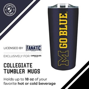 Campus Colors Stainless Steel, Double Walled, Vacuum Insulated, Reusable Tumbler with Slider-Top Lid for Travel, Sports, and Coffee, 18 oz (Michigan Wolverines - Blue,)