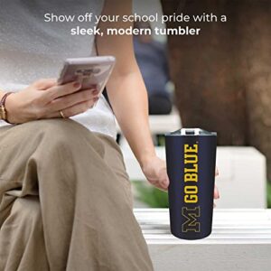 Campus Colors Stainless Steel, Double Walled, Vacuum Insulated, Reusable Tumbler with Slider-Top Lid for Travel, Sports, and Coffee, 18 oz (Michigan Wolverines - Blue,)