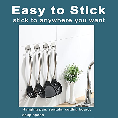 6PCS Self Adhesive Hooks Towel Hooks Sticky Nail-Free Wall Hooks for Hanging Heavy Duty Stainless Steel Holder Waterproof Self Adhesive No Drill Door Hook for Kitchen Bathroom Shower Office Home