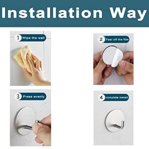 6PCS Self Adhesive Hooks Towel Hooks Sticky Nail-Free Wall Hooks for Hanging Heavy Duty Stainless Steel Holder Waterproof Self Adhesive No Drill Door Hook for Kitchen Bathroom Shower Office Home