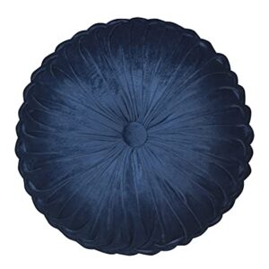 HIRUN ARTWORK Round Velvet Throw Pillow Pleated Round Pillows for Sofa Couch Bed and Car, Blue