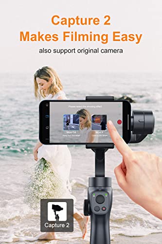 3-Axis Gimbal Stabilizer for iPhone 14 13 12 Pro Max XS X XR Samsung s21 s20 Android Smartphone, Handheld Gimble with Focus Wheel, Phone Stabilizer for Video Recording Vlog - FUNSNAP Capture 2s Combo