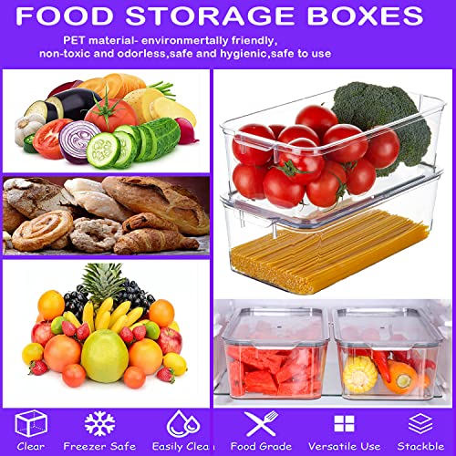 Refrigerator Bins with Lids,LIHABILAL Stackable Clear Refrigerator Organizer Bins,Airtight Large Plastic BPA Free Food Storage Containers with Handles,for Fridge, Freezer, Kitchen