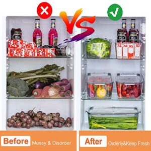 Refrigerator Bins with Lids,LIHABILAL Stackable Clear Refrigerator Organizer Bins,Airtight Large Plastic BPA Free Food Storage Containers with Handles,for Fridge, Freezer, Kitchen