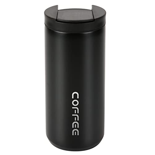 Wulisan Travel Mug Coffee Hot Travel Mug Vacuum Insulated Coffee Mug with Leak Proof Screw Lid Coffee Cup Keep Warm or Cold for Coffee or Tea Drinks 13.5oz/400ml(Black)