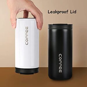 Wulisan Travel Mug Coffee Hot Travel Mug Vacuum Insulated Coffee Mug with Leak Proof Screw Lid Coffee Cup Keep Warm or Cold for Coffee or Tea Drinks 13.5oz/400ml(Black)