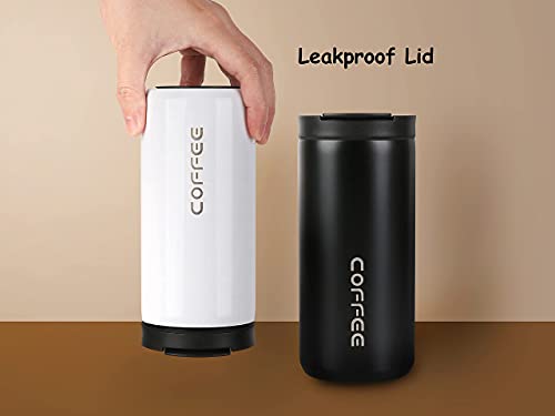 Wulisan Travel Mug Coffee Hot Travel Mug Vacuum Insulated Coffee Mug with Leak Proof Screw Lid Coffee Cup Keep Warm or Cold for Coffee or Tea Drinks 13.5oz/400ml(Black)