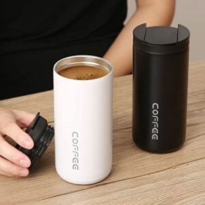 Wulisan Travel Mug Coffee Hot Travel Mug Vacuum Insulated Coffee Mug with Leak Proof Screw Lid Coffee Cup Keep Warm or Cold for Coffee or Tea Drinks 13.5oz/400ml(Black)