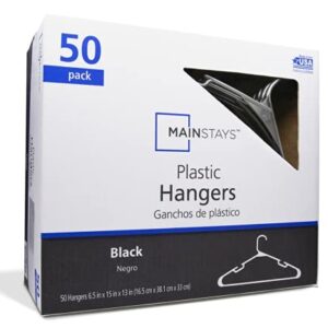 Mainstays Plastic Hangers Black - 50 Pack