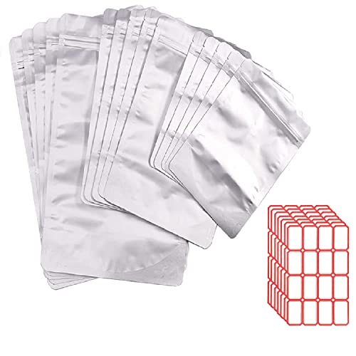 3 Sizes Mylar Bags for Food Storage, Reusable Moisture-Proof Aluminum Bags for Packing, Ziplock-Open Mylar Foil Bags Airtight Vacuum Dry-Packs Foods Packing for Food Sample Tea Coffee Seeds Packing Storage(15 PCS)