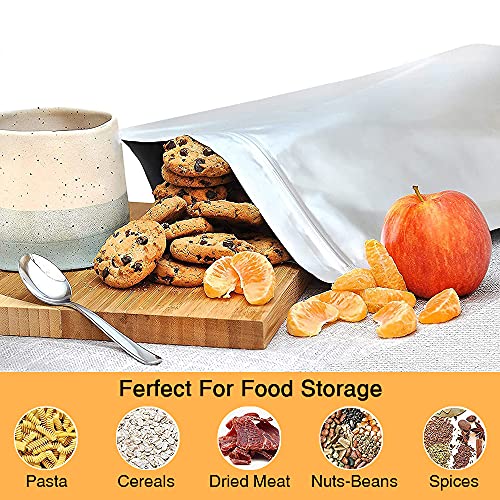 3 Sizes Mylar Bags for Food Storage, Reusable Moisture-Proof Aluminum Bags for Packing, Ziplock-Open Mylar Foil Bags Airtight Vacuum Dry-Packs Foods Packing for Food Sample Tea Coffee Seeds Packing Storage(15 PCS)