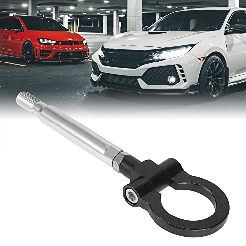 X AUTOHAUX Black Aluminum Alloy Front Bumper Trailer Ring Eye Towing Tow Hook Screw for Subaru Impreza WRX BRZ