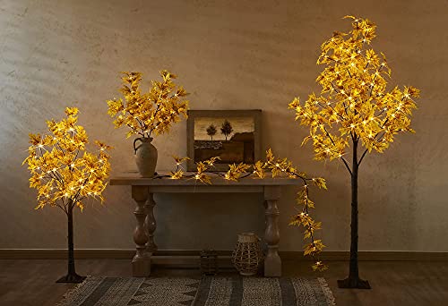 LITBLOOM Fall Tree with Lights 4FT 48 Warm White LEDs, Lighted Maple Tree Plug in for Autumn Thanksgiving Harvest Fall Decoration Indoor Outdoor