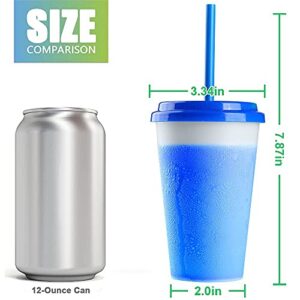 Plastic Kids Cups with Lids and Straws - 10 Pack 12 oz Reusable Tumbler with Straw | Color Changing Cup with Lid Adults Bulk Travel Tumblers Drinking Cups for Cold Coffee