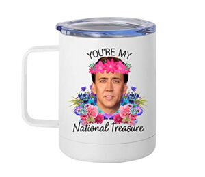 nicolas mug stainless steel coffee mug nicolas cage themed you're my national treasure coffee cup travel mug for women men personalized gift for mom dad 11 ounce