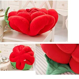 Rose Throw Pillow Fake Flower Shape Cushion Decorative Living Room Office Chair Bench Decor Girl Gift Red (12 inch)