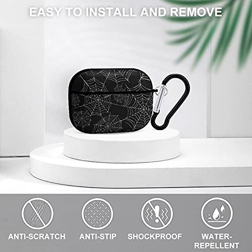 YouTary Halloween Spider Black and White Spiderweb Pattern Apple Airpods pro Case Cover with Keychain, AirPod Headphone Cover Unisex Shockproof Protective Wireless Headset