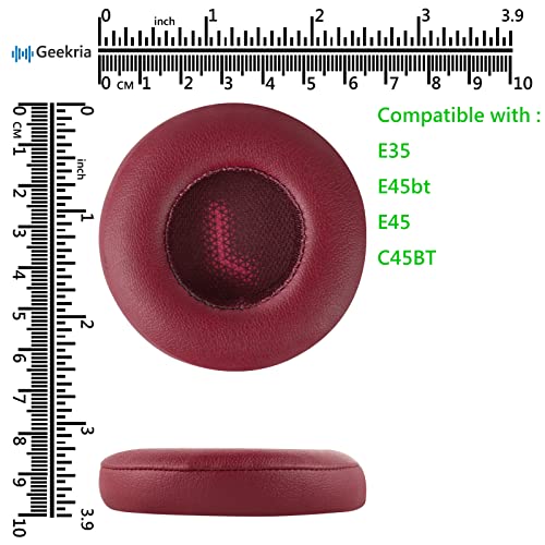 Geekria QuickFit Replacement Ear Pads for JBL E35, E45bt, E45, C45BT Headphones Ear Cushions, Headset Earpads, Ear Cups Repair Parts (Red)