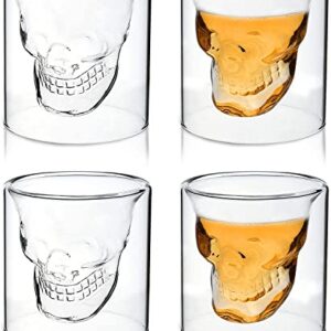 Skull Shot Glass for Whiskey, Vodka, and Cocktail. Spooky 2 Piece Set for Liquor. Best Gift Accessories for Drinking.