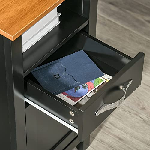 HOMCOM L-Shaped Computer Desk with Storage Shelves, Home Office Desk with Drawers and Cabinets, Black