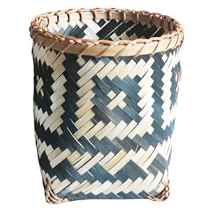 jojofuny Woven Basket Trash Can Round Rattan Waste Basket Planter Woven Storage Baskets Wicker Wastebasket Garbage Container Bin for Bathroom Bedroom Home Office