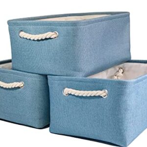 ROLLSNEA HARMOSO Fabric Storage Basket Cloth Storage Bins Baskets for Organizing Rectangular Storage Basket with Cotton Rope Handles for Shelves Closet Nursery Toy